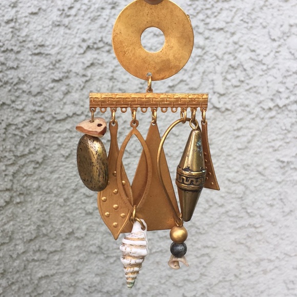 Vintage | Jewelry | Vintage Kate Hines Gold Tribal Ethnic Brooch Pin ...